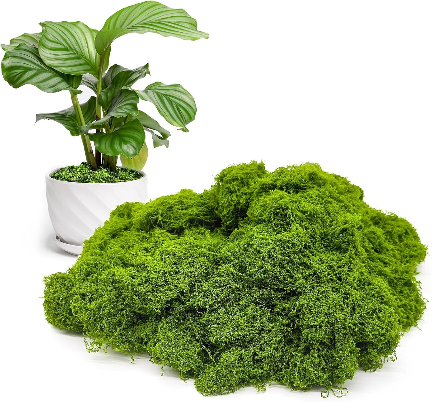Fake Green Moss for Potted Plants Indoor,10.6oz Artificial Moss for ...
