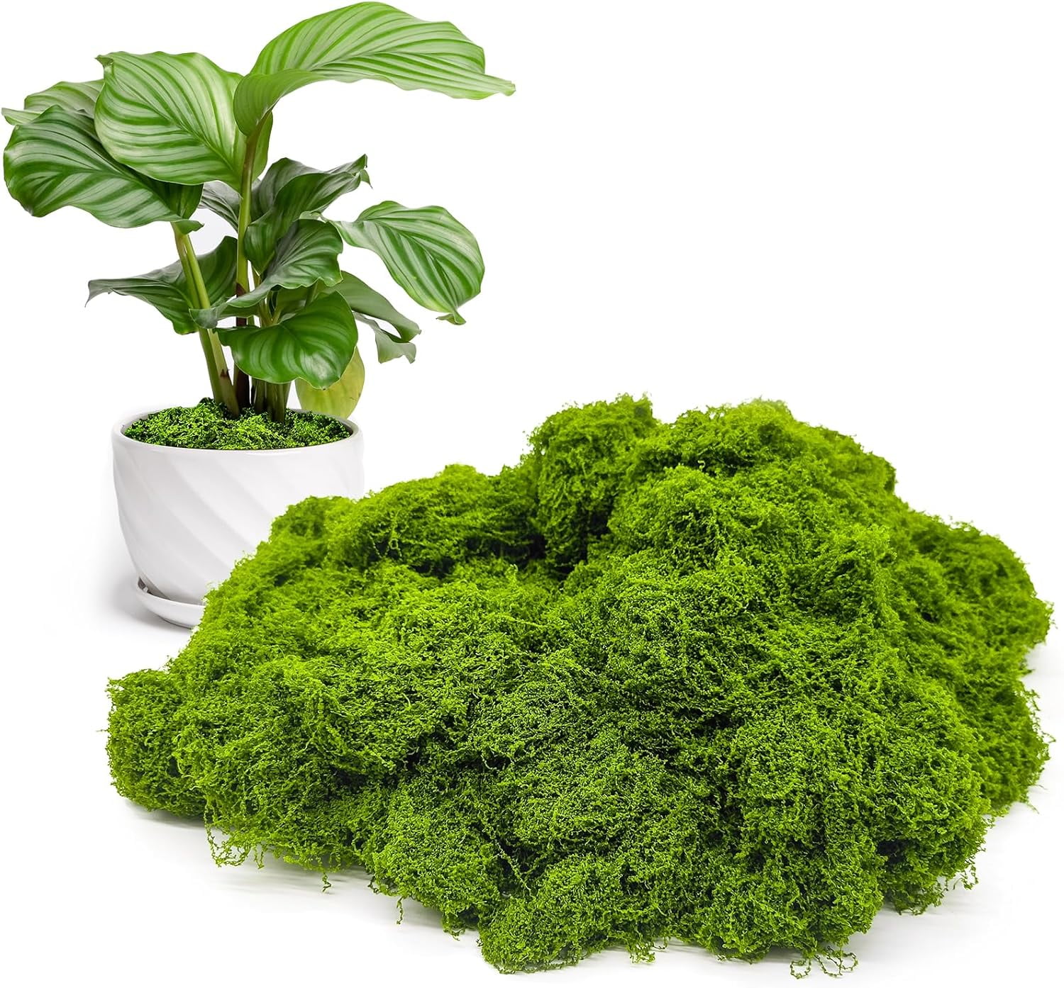 Fake Green Moss for Potted Plants Indoor, 5.3oz Artificial Moss for ...