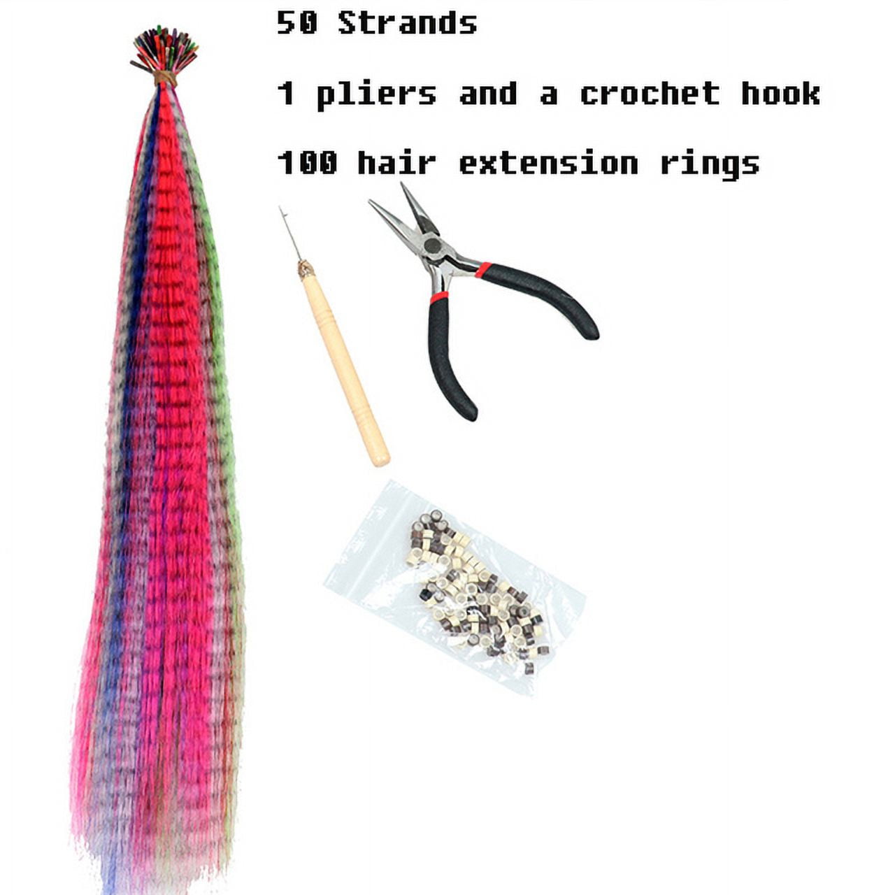 Fake Hair Colored Strands of Hair Extension False Rainbow Overhead Fake ...