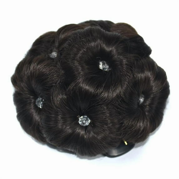 Fake Hair Nine flowers Chignon Brown Natural Synthetic Bun Hair ...