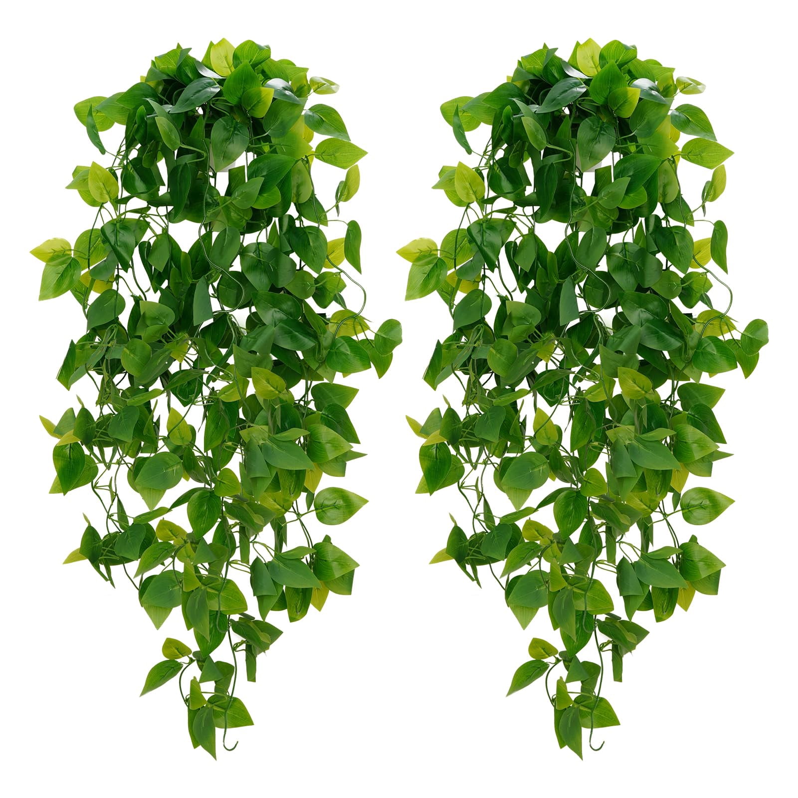 Fake Hanging Plants, 2pcs Artificial Hanging Plant, Faux Pothos Vines ...