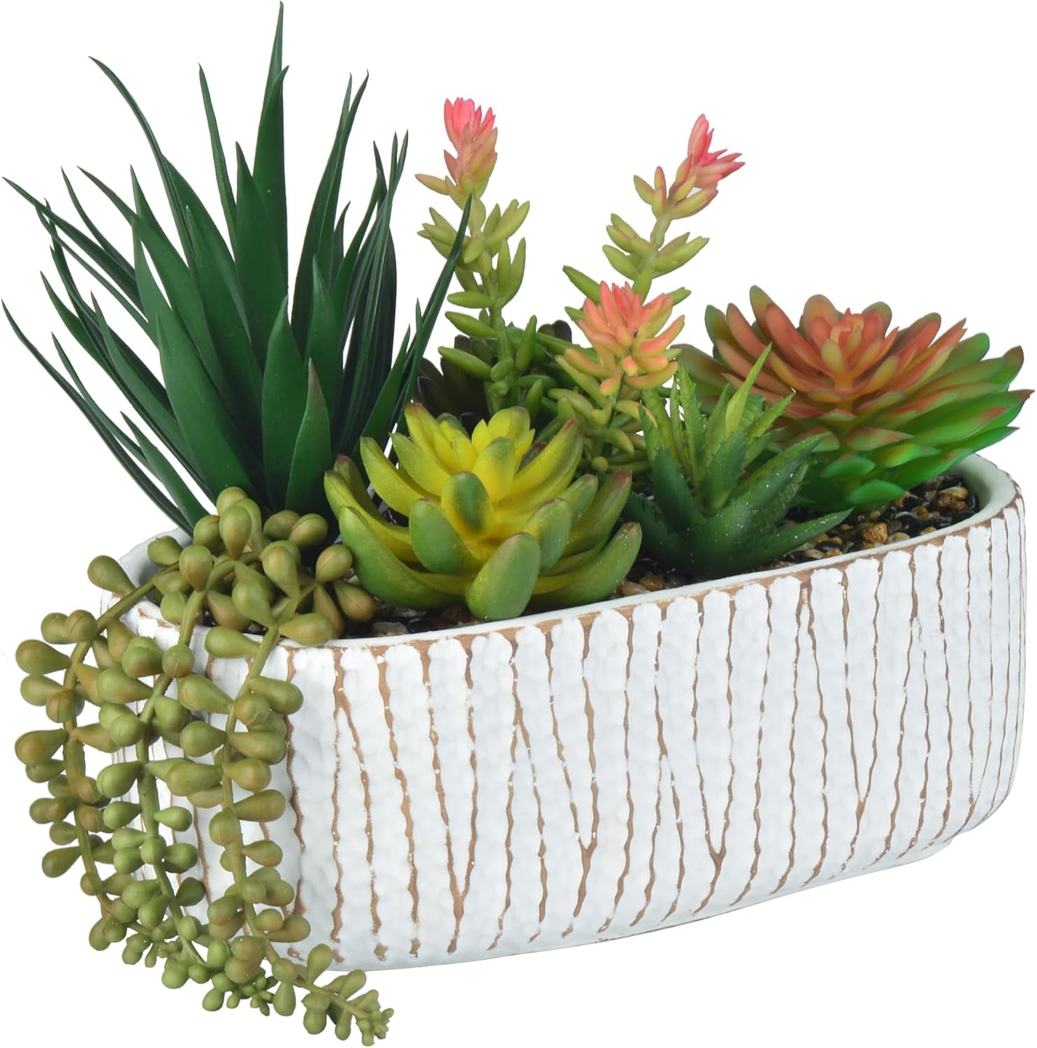 Fake House Plants Artificial - 8.7" Assorted Faux Succulents in Pots ...