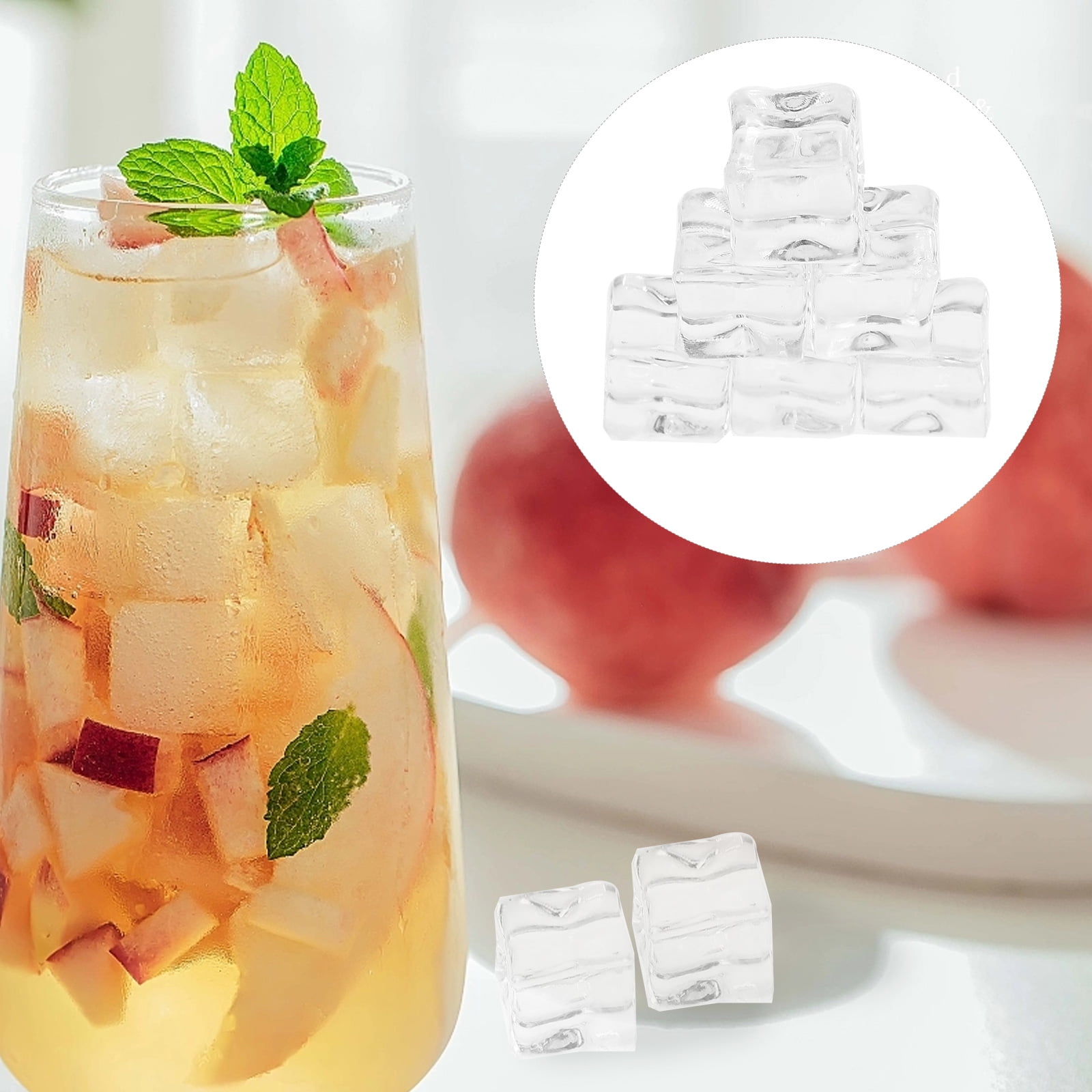 Fake Ice Cubes, 50pcs Reusable Ice Cubes Props Washable Non-Melting ...
