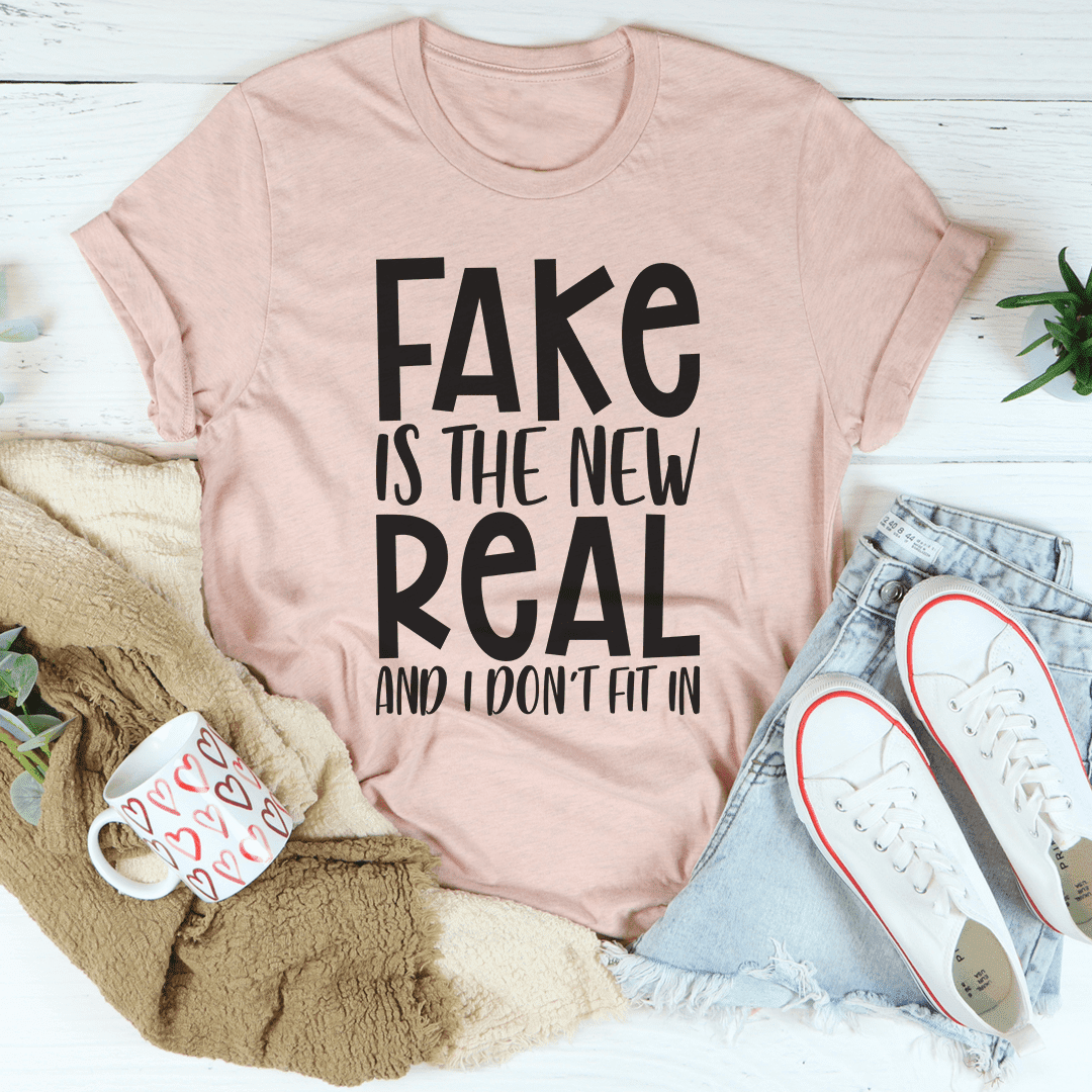 Fake Is The New Real Tee Black Heather S Peachy Sunday T-Shirt ...