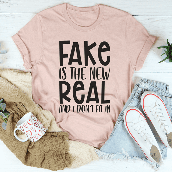 Fake Is The New Real Tee Black Heather S Peachy Sunday T-Shirt ...