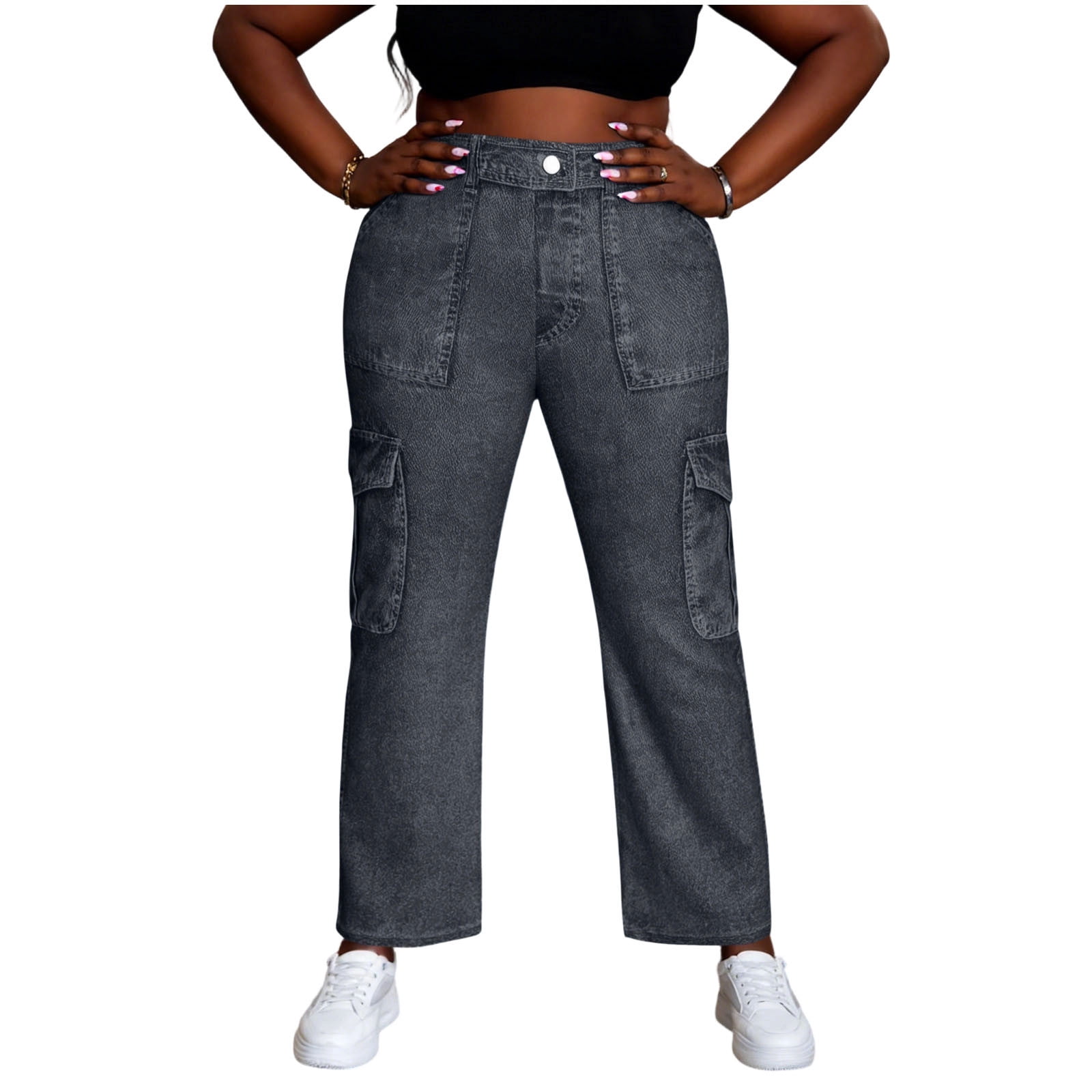 Fake Jeans for Women Wide Leg Cargo Sweatpants that Look Like Denim ...