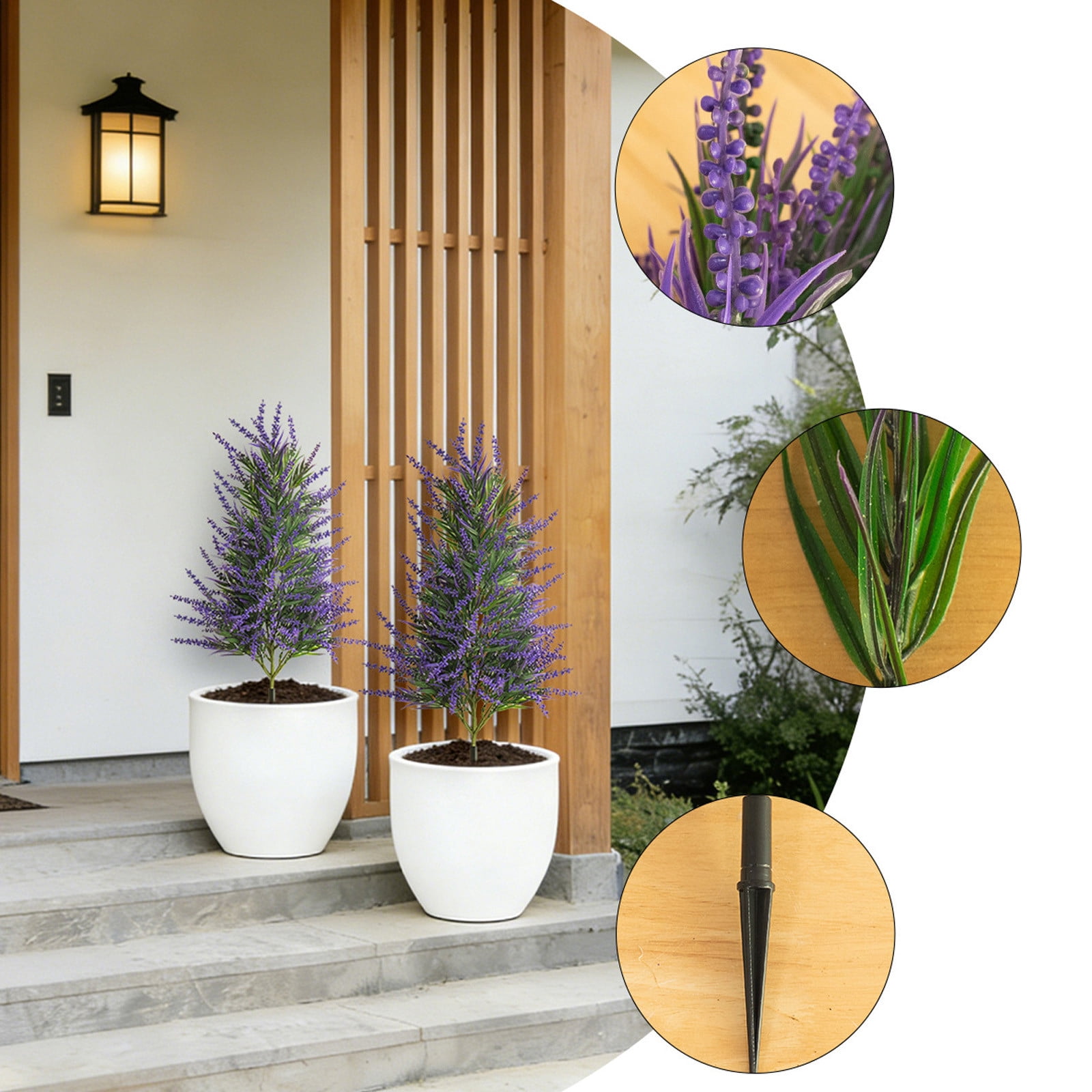 Fake Lavender Artificial Flowers Outdoor Potted Plants Plastic Purple ...