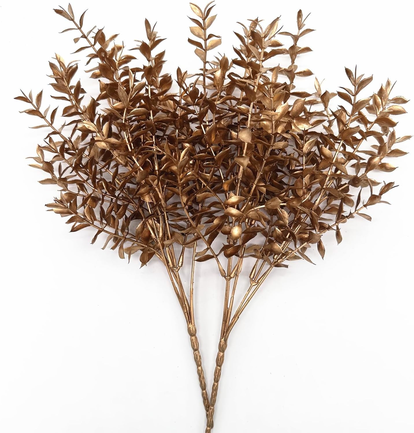 Fake Leaves Plants for Christmas Decor, Gold Artificial Shrubs Grass ...