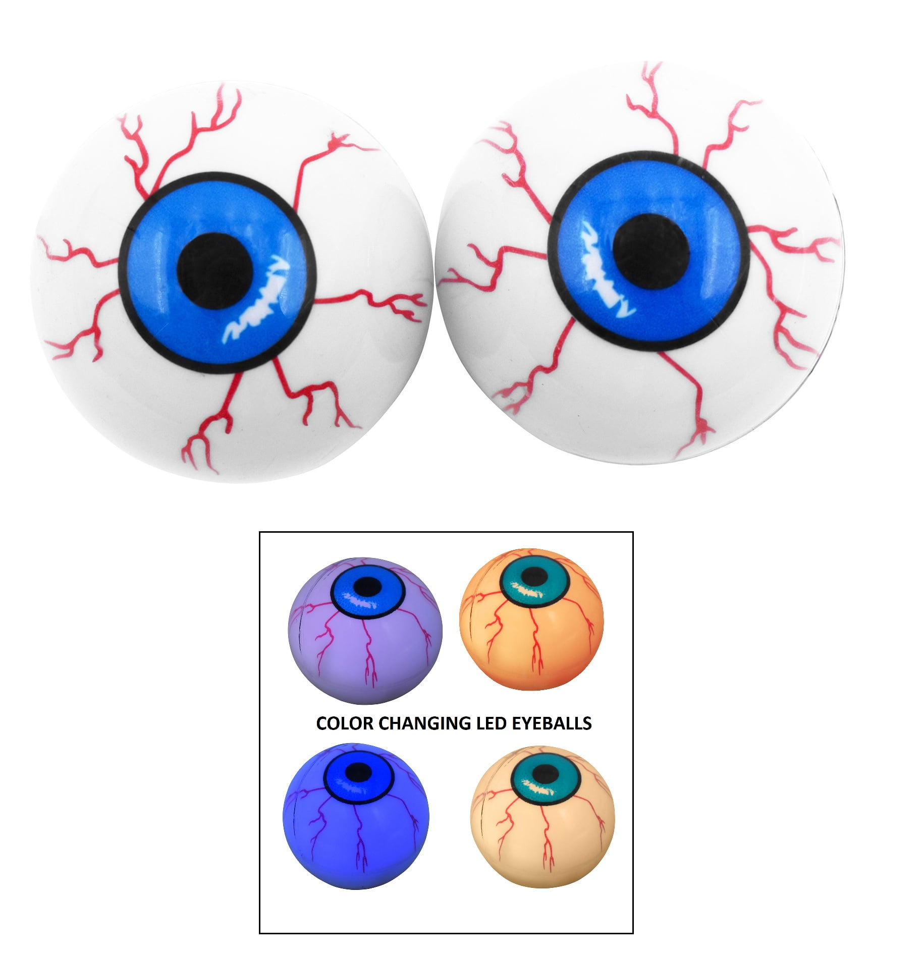 Fake Light Up Moving Wobbly Blue Eyeball Gravity Eyes Set Halloween ...