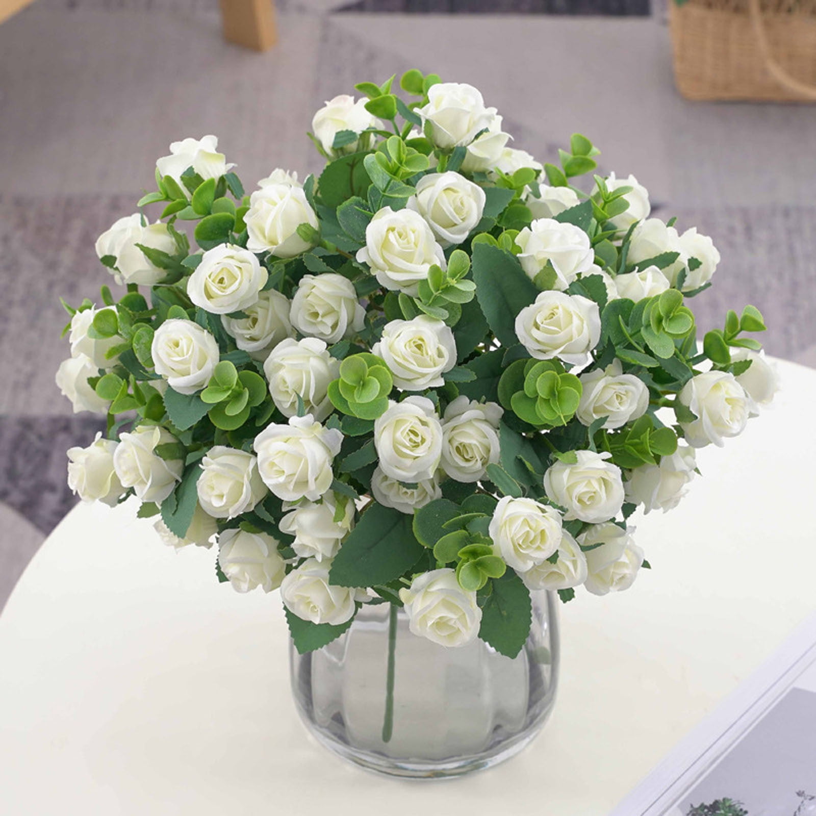 Fake Mini Rose Silk Flowers | Faux Floral Arrangement Stems for Home ...