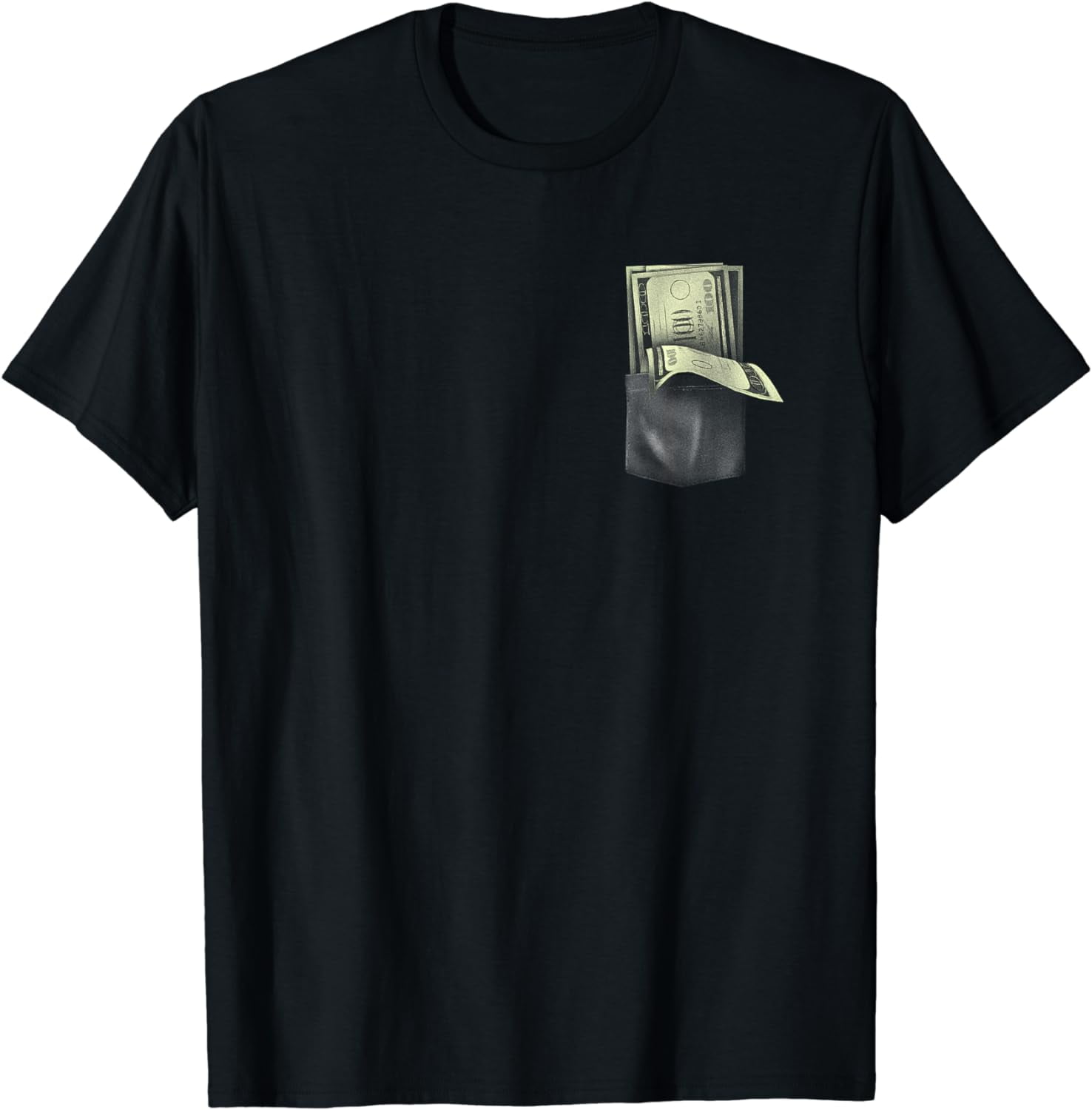 Fake Money in Chest Pocket Graphic Funny Visual Gag Meme T-Shirt ...