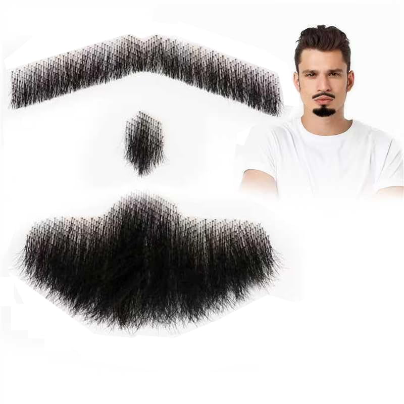 Fake Mustache Fake Beard Goatee Beard Realistic 100% Human Hair Full ...