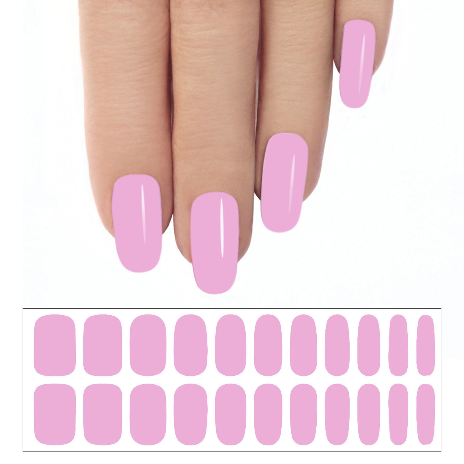 Fake Nails Gel Nail Strip 22PCS Full Curing Gel Nail Sticker Kit Nail ...