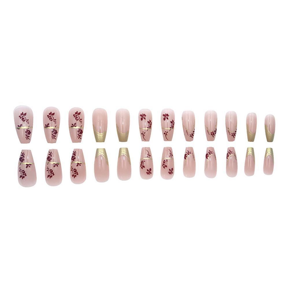 Fake Nails Set With Glue French Finger Nail Art False L4F4 - Walmart.com