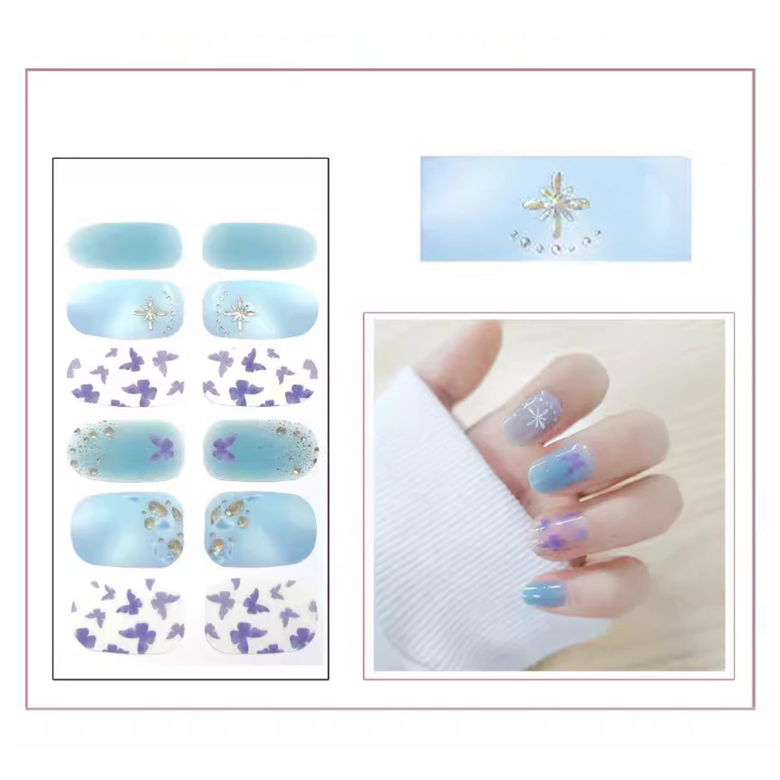 Fake Nails With Designs Toe Nail Stickers Full Nail Wraps Self Polish ...