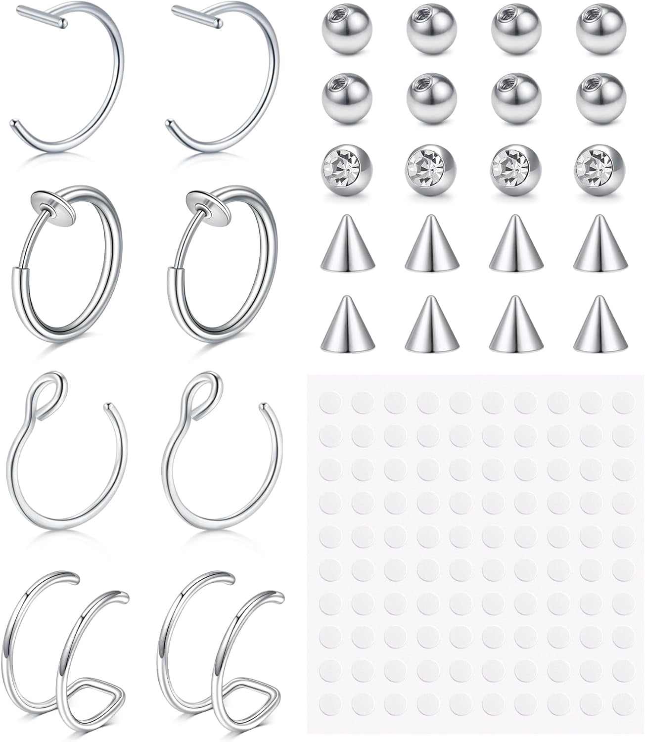 Fake Nose Ring Fake Lip Piercing Non Piercing Lip Ring Hoop Stick on ...