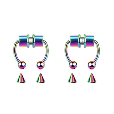 Jstyle 25PCS Fake Nose Ring Hoop Magnetic Septum Nose Rings Stainless ...