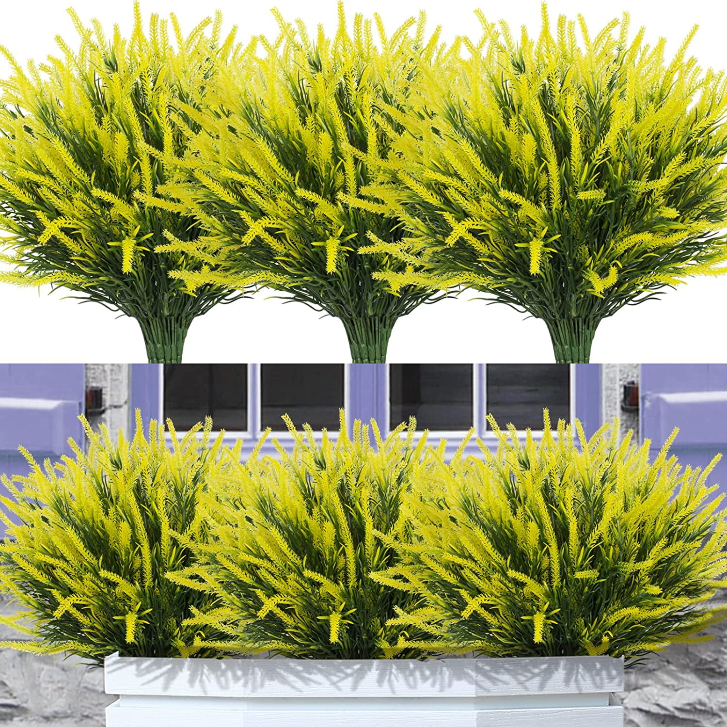 Fake Outdoor Flowers UV Resistant Plants Artificial Lavender Faux ...