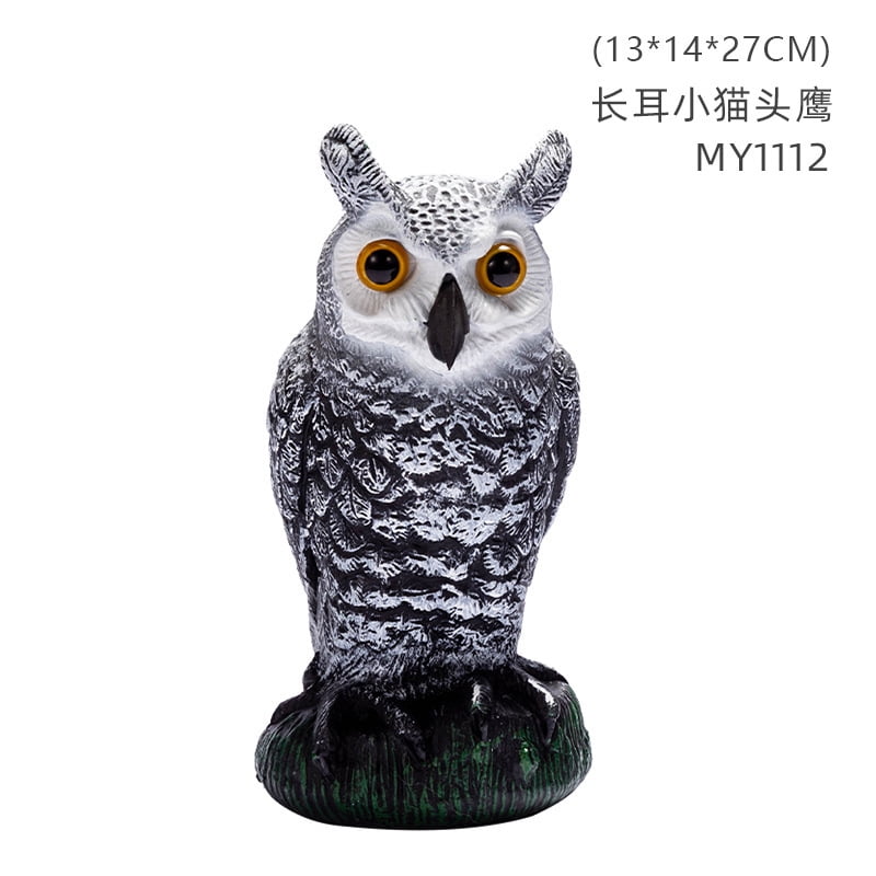 Fake Owl Decoy 360 Rotating Head Sculptures to Scare Birds Away ...