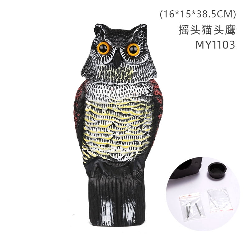 Fake Owl Decoy 360 Rotating Head Sculptures to Scare Birds Away ...