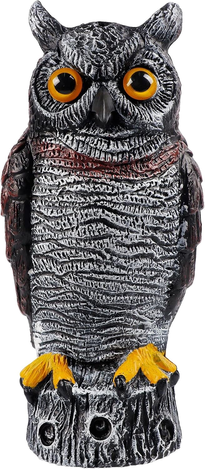 Fake Owl Decoy Bird Scarecrow Sculpture, 13.6 Inch Plastic Horned Owl ...