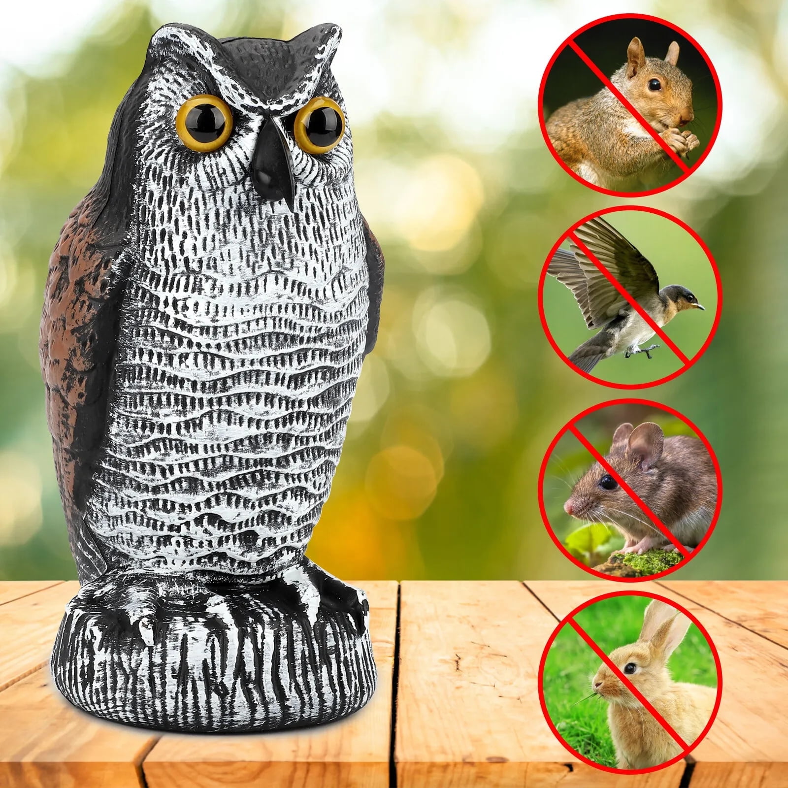 Fake Owl Decoys to Scare Birds Away from Gardens and Patios, Rotating ...