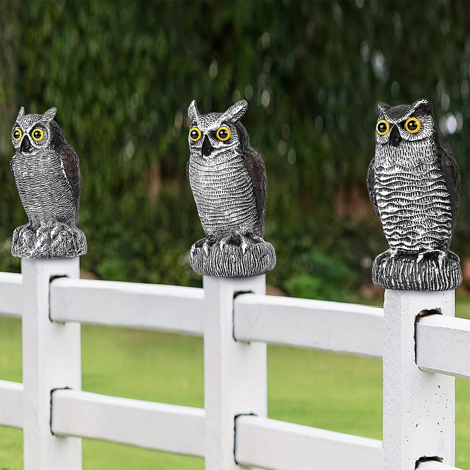 Fake Owl Decoys to Scare Birds Away, Rotating Head Plastic Owl Bird ...