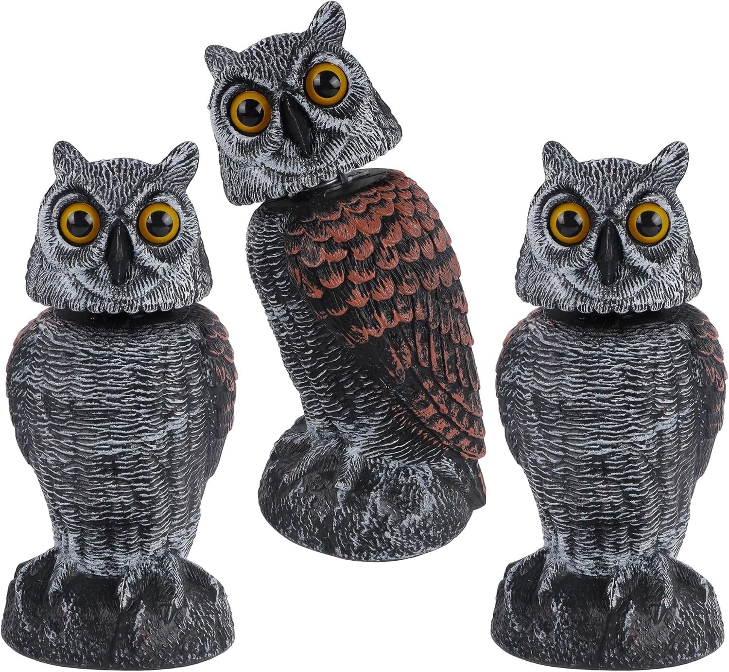 Fake Owl Decoys to Scare Birds Away, Rotating Head Plastic Owl Bird ...