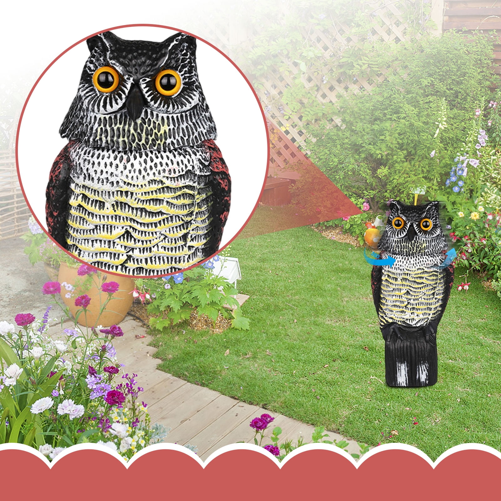 Fake Owl Decoys to Scare Birds Away from Gardens and Patios, Rotating ...