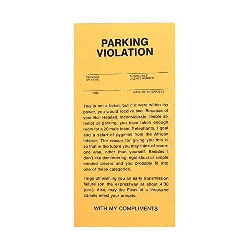 Fake Parking Tickets - Pad of 25 by BWacky - Walmart.com