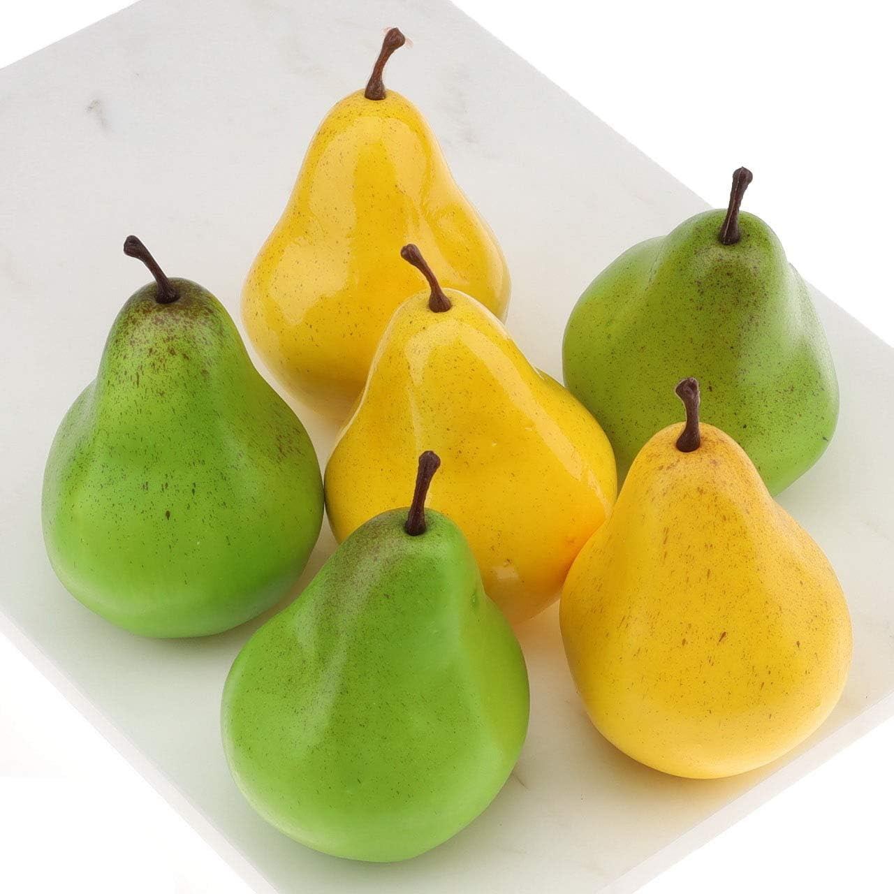 Fake Pear Artificial Faux Fruits Model Lifelike Yellow Green Pear Home ...