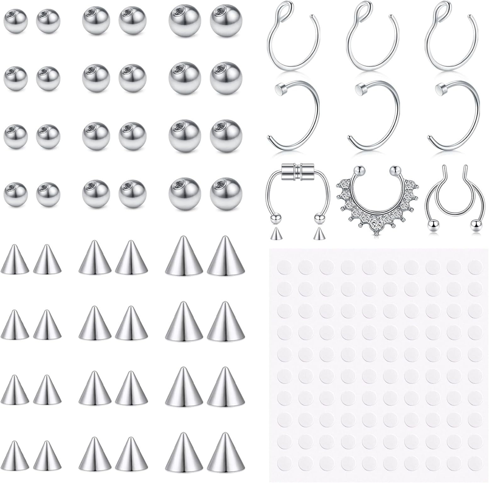 Fake Piercings Eyebrow Ring Fake Lip Labret Studs Replacement Balls ...