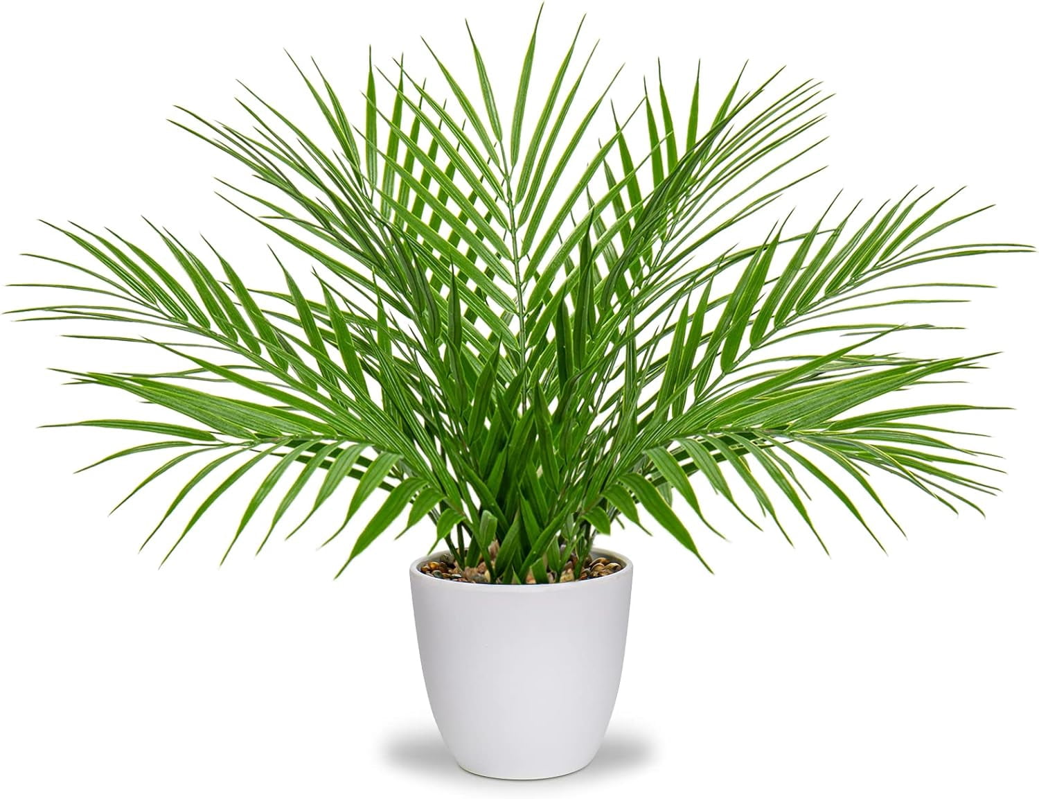 Fake Plant 15’’ Artificial Palm Plant in White Pot Real Touch Faux ...