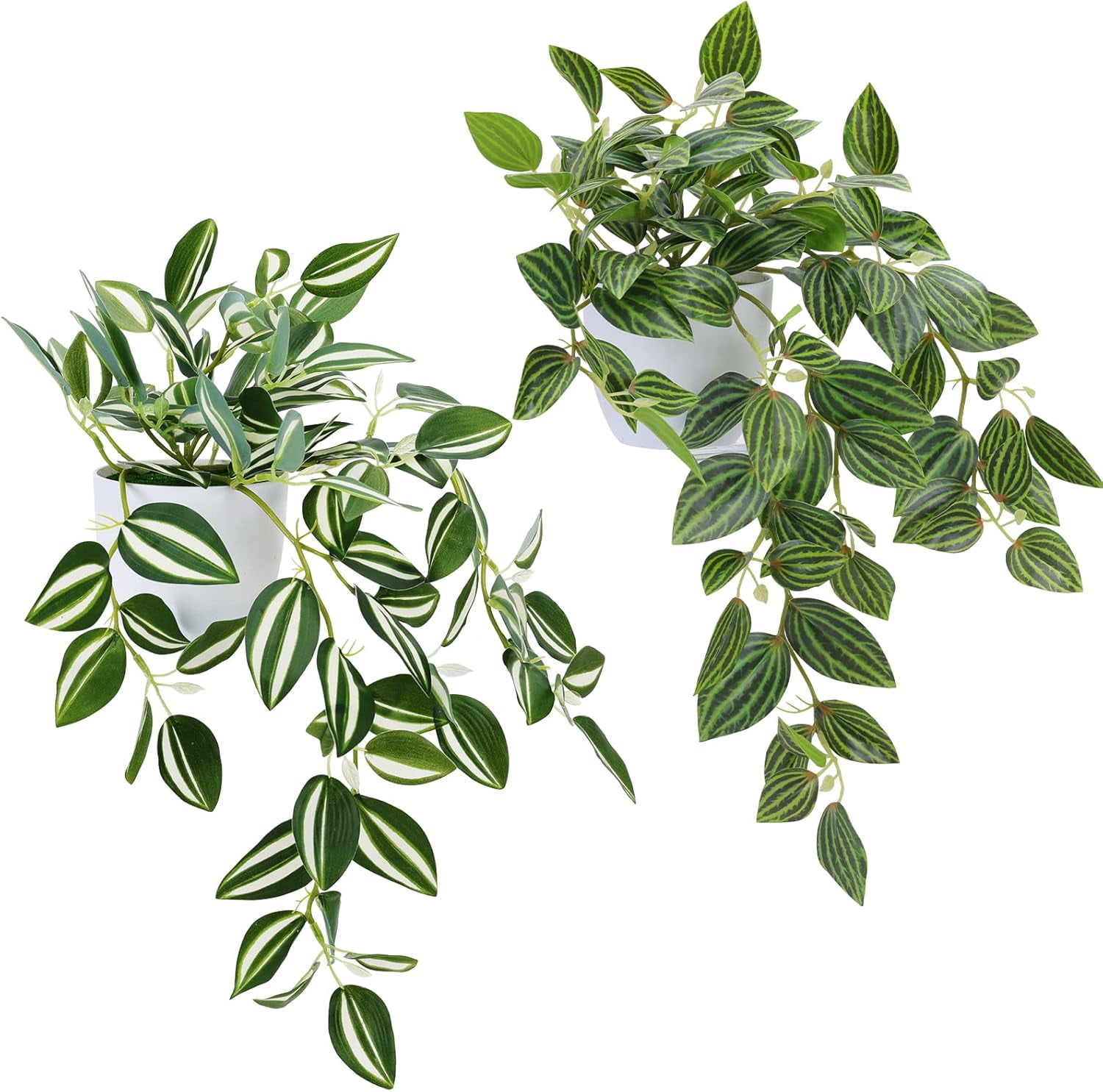 Fake Plants,2 Pack,Realistic Artificial Hanging Plants,Faux Peperomia ...