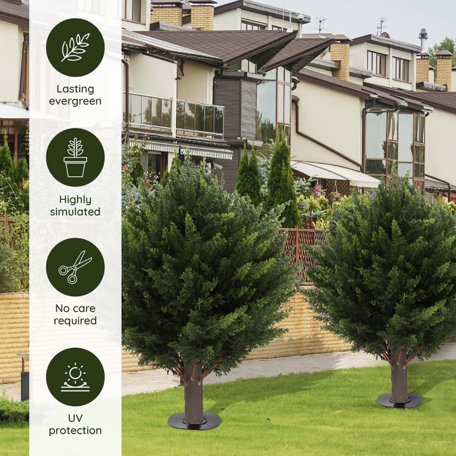 Fake Plants Artificial Cypress Topiary Ball Trees with Ground Spike ...