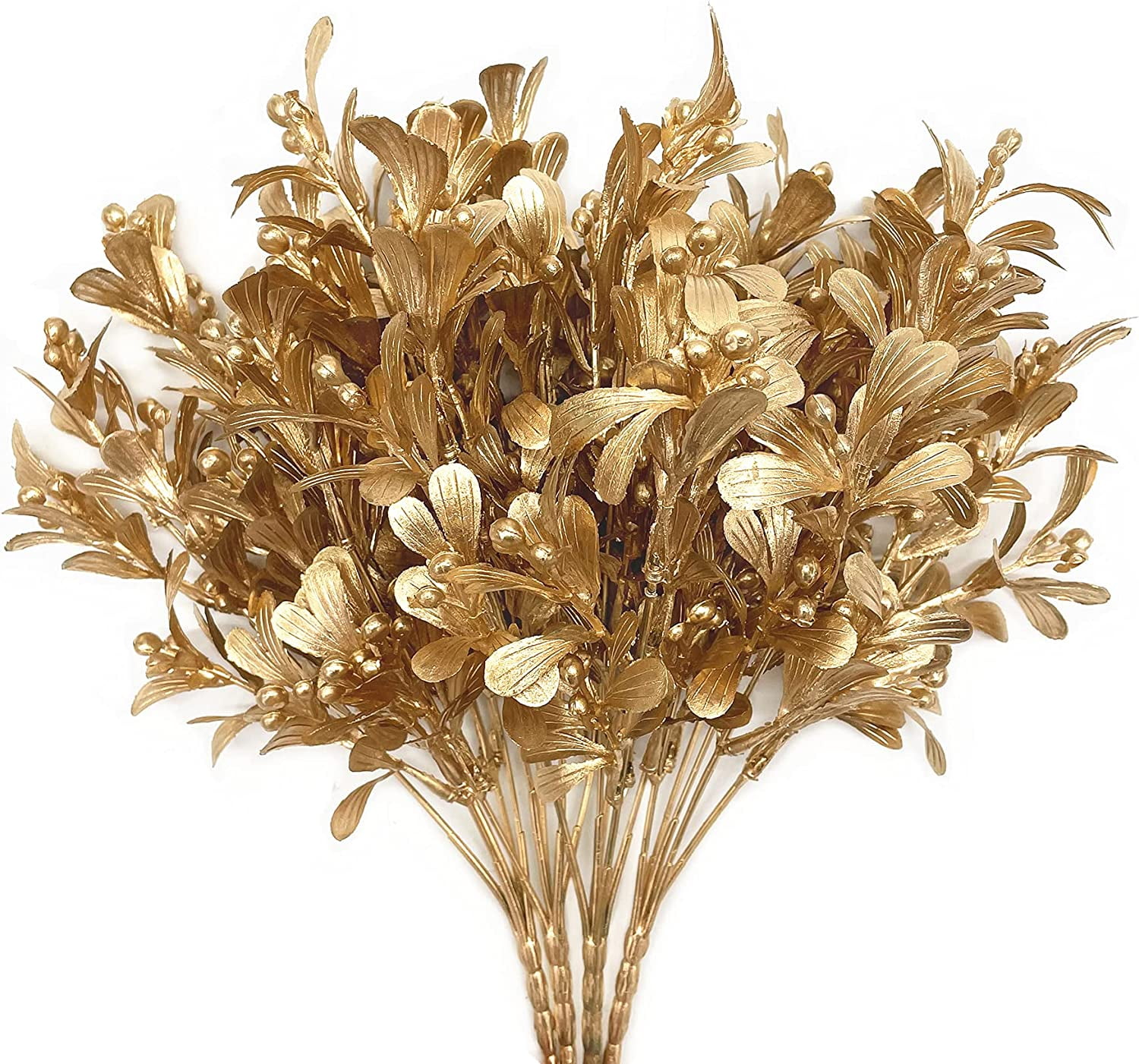 Fake Plants Christmas Decorations, Golden Artificial Flowers Plastic ...