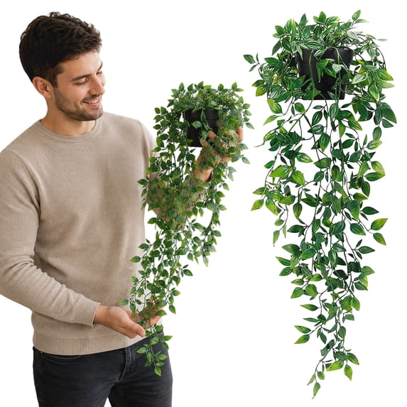 Fake Plants Hanging Artificial Potted Faux Eucalyptus Plants for Boho ...