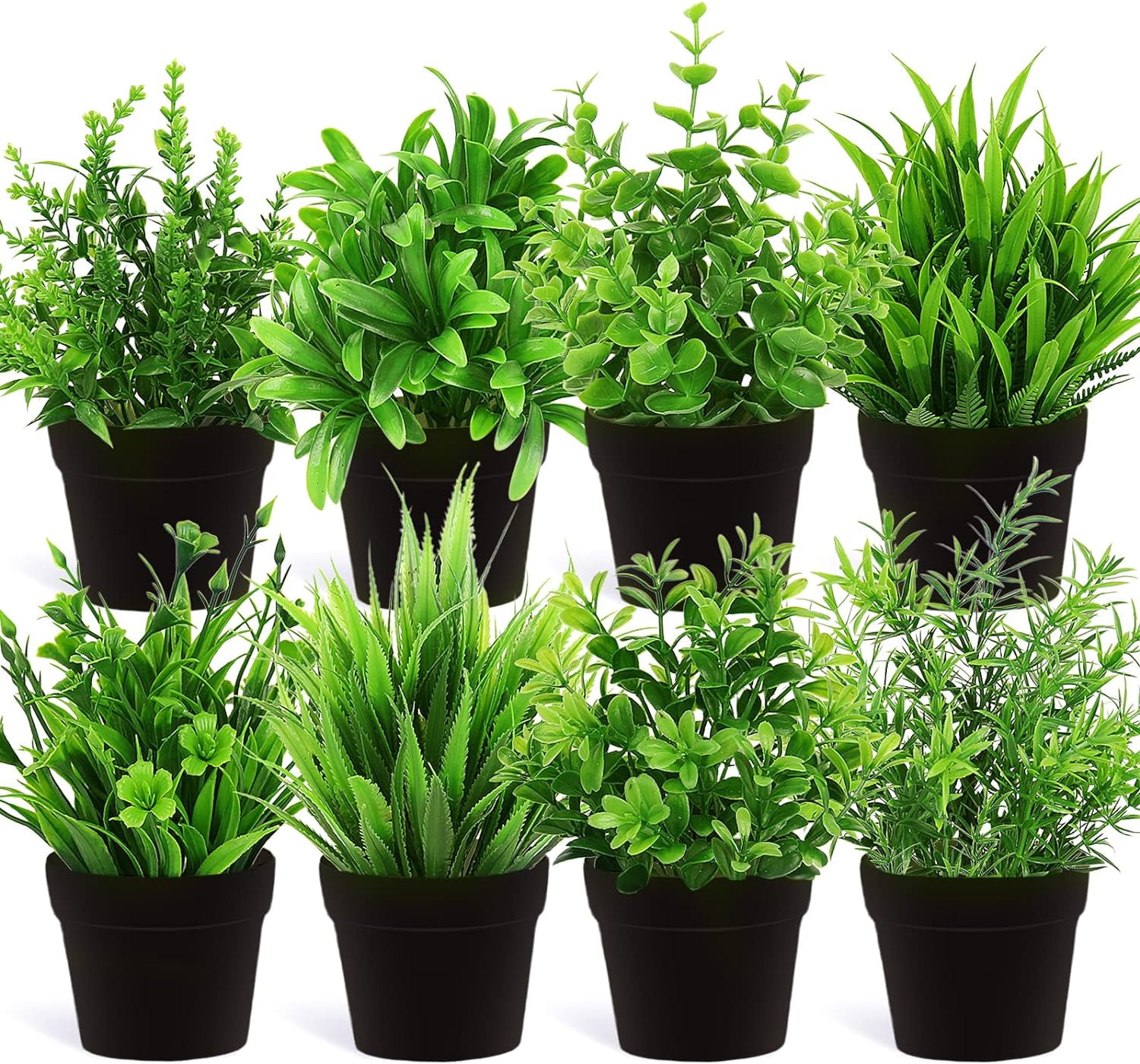 Fake Plants Mini Potted Artificial Plants, 8 Pack Artificial Eucalyptus ...