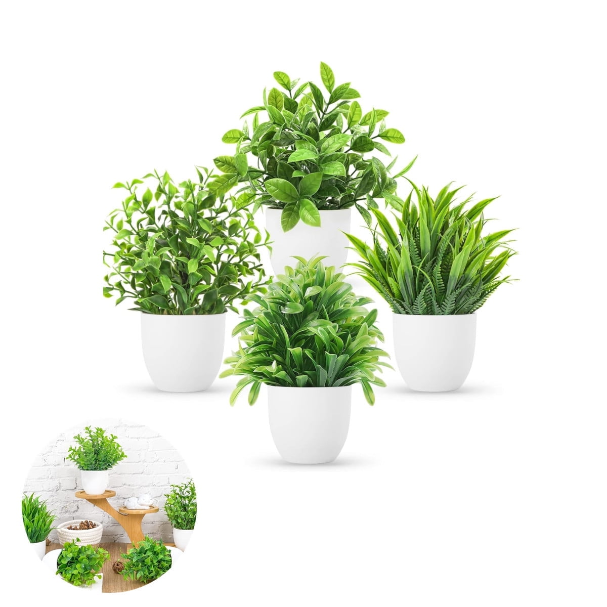 Fake Potted Plants,Mini Artificial Greenery Potted Plants for Home ...