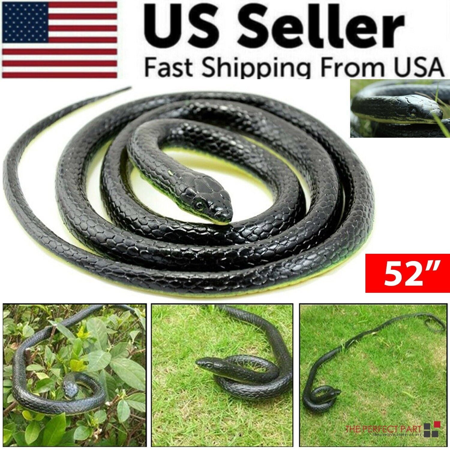 Fake Realistic Snake Lifelike Real Scary Rubber Toy Prank Party Joke ...