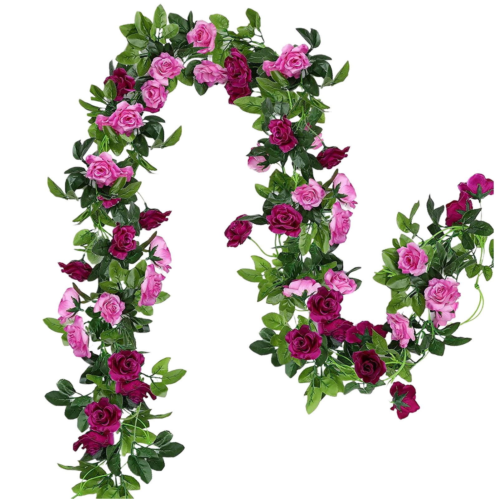 Fake Rose Vines Silk Flowers Hanging Rose Ivy, Ongmies Artificial Rose ...