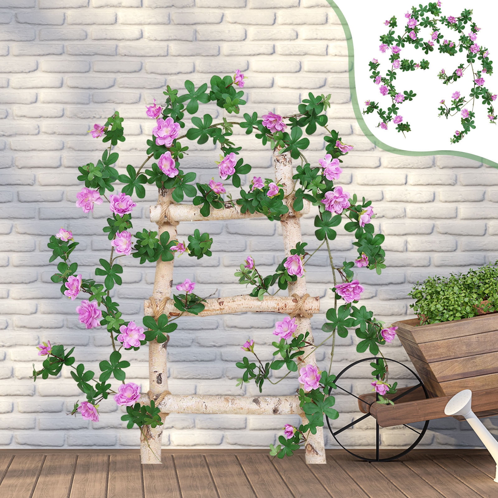 Fake Rose Vines Wall Decor Plastic Rattan Winding Plants 12-Inch ...