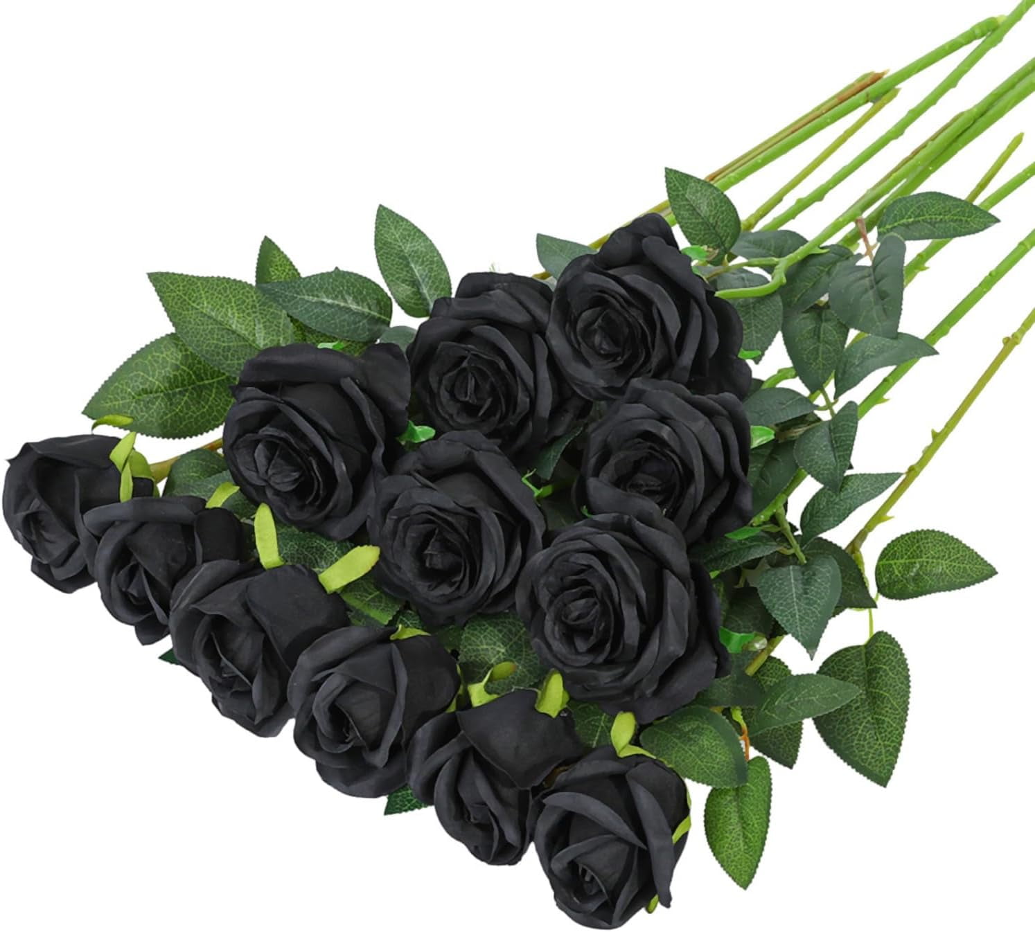 Fake Roses Artificial Silk Flowers - 12 Pcs Black Roses Artificial Faux ...