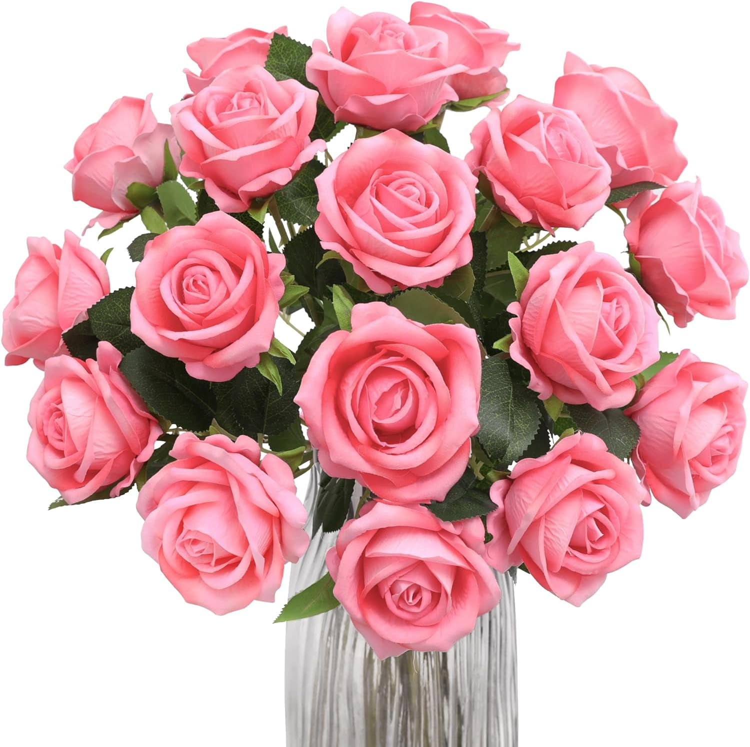 Fake Roses Artificial Silk Flowers - Pink Roses Artificial Faux Flowers ...