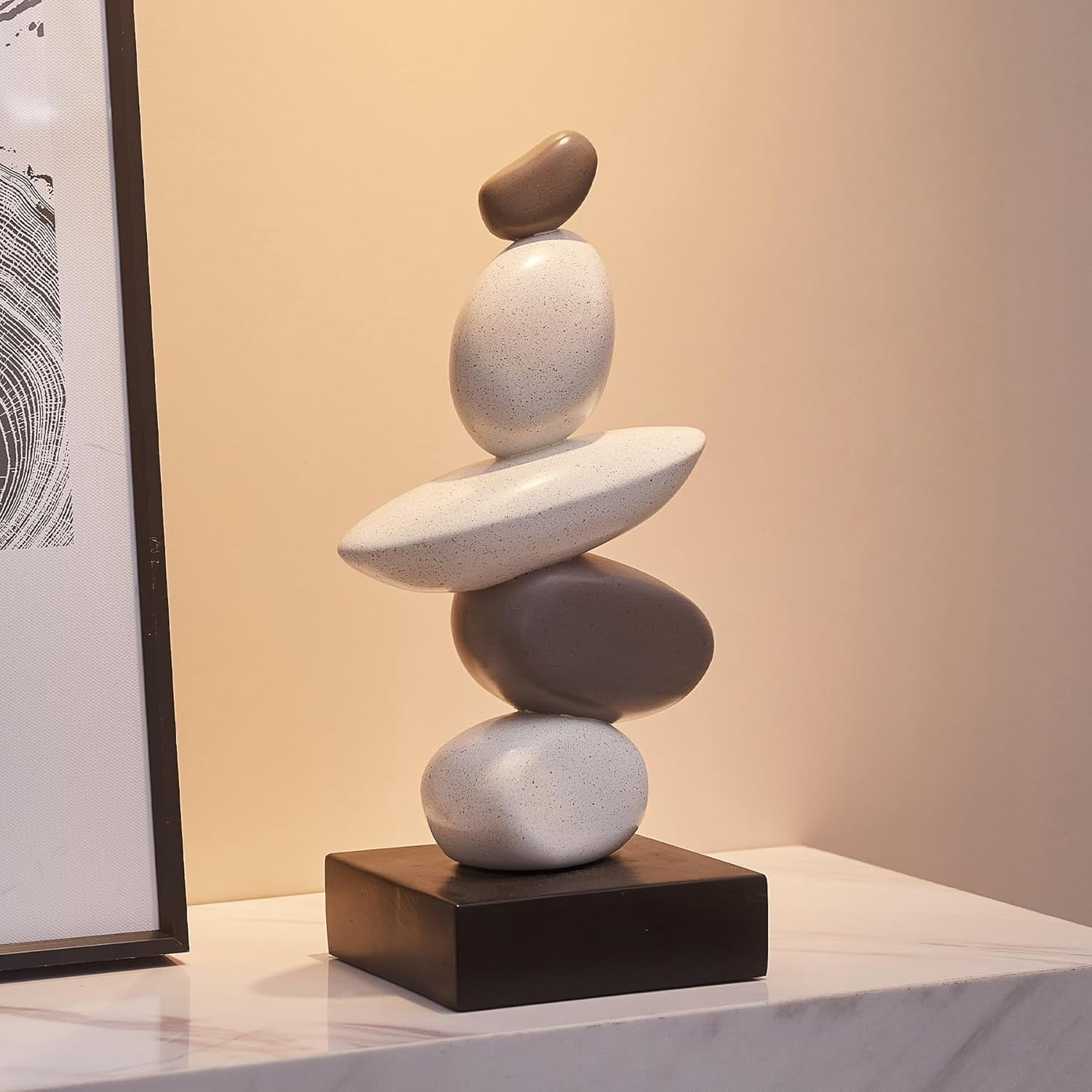 Fake Sandstone Statue Home Decor for Living Room, Modern Resin Stone ...