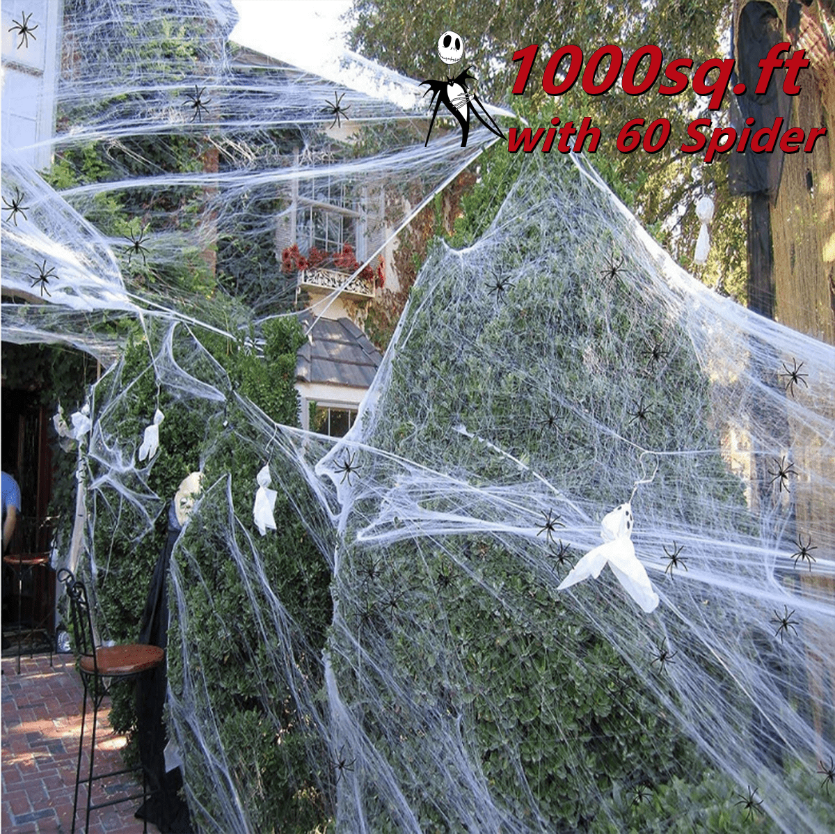Fake Spider Web Cobweb Halloween Party Decorations Props 1000 sqft with ...