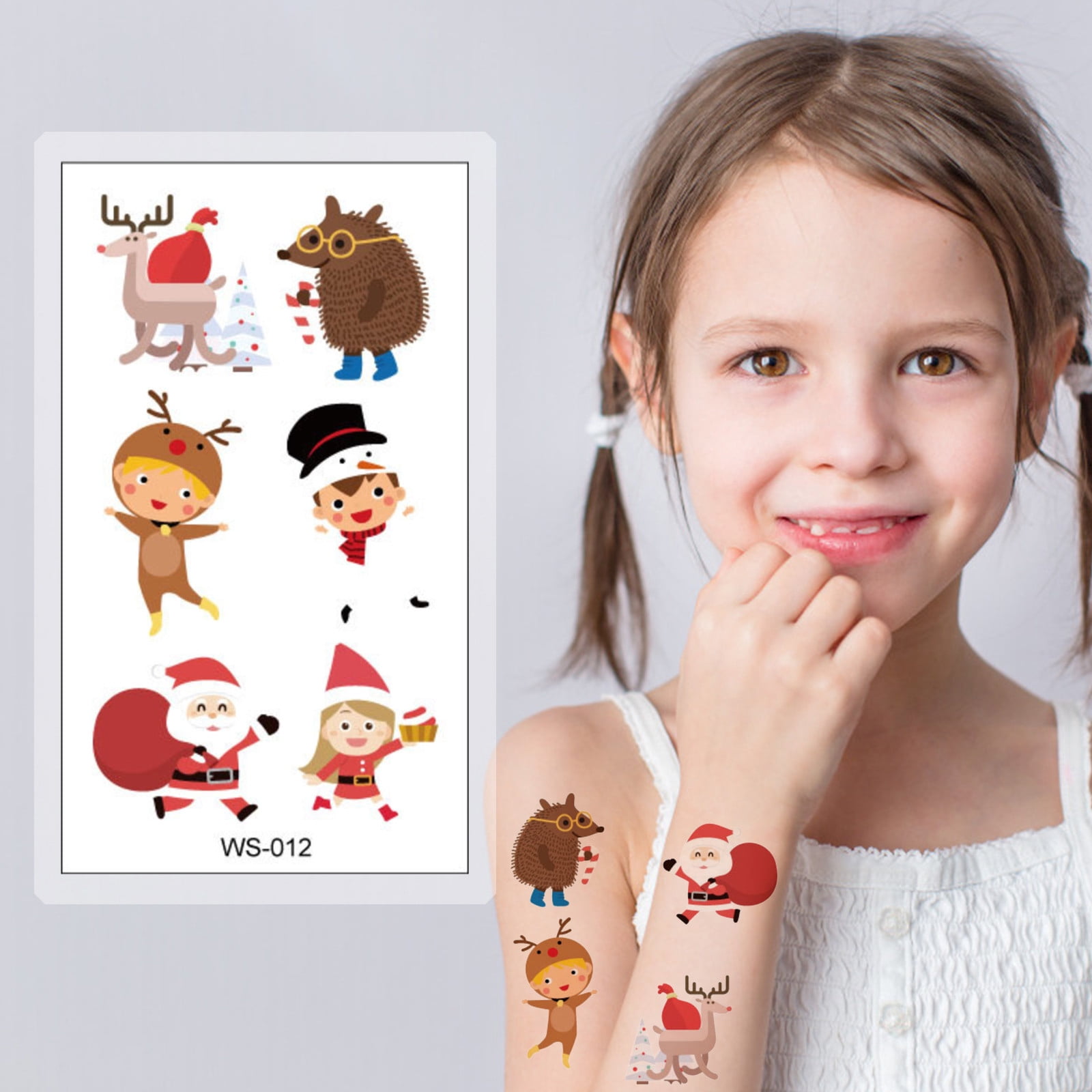 Fake Tattoos, Christmas Temporary Tattoo for Kids Adul Assorted Cute ...