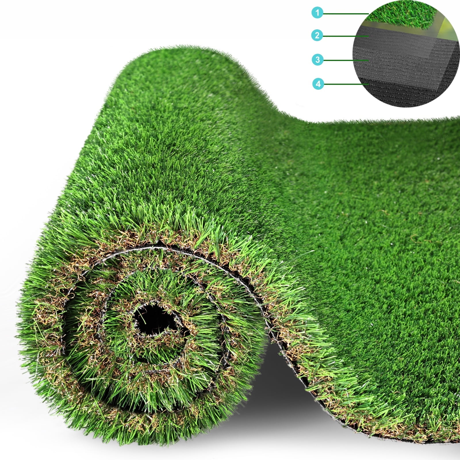 Fake Turf Rug Soft Grass, 2FT x 10FT Realistic Artificial Grass w/ 4 ...
