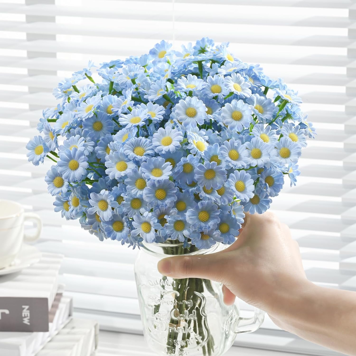 Fake White Flowers, 4 Bouquet/24 Pcs Daisy Flowers Artificial, 10 Inch ...