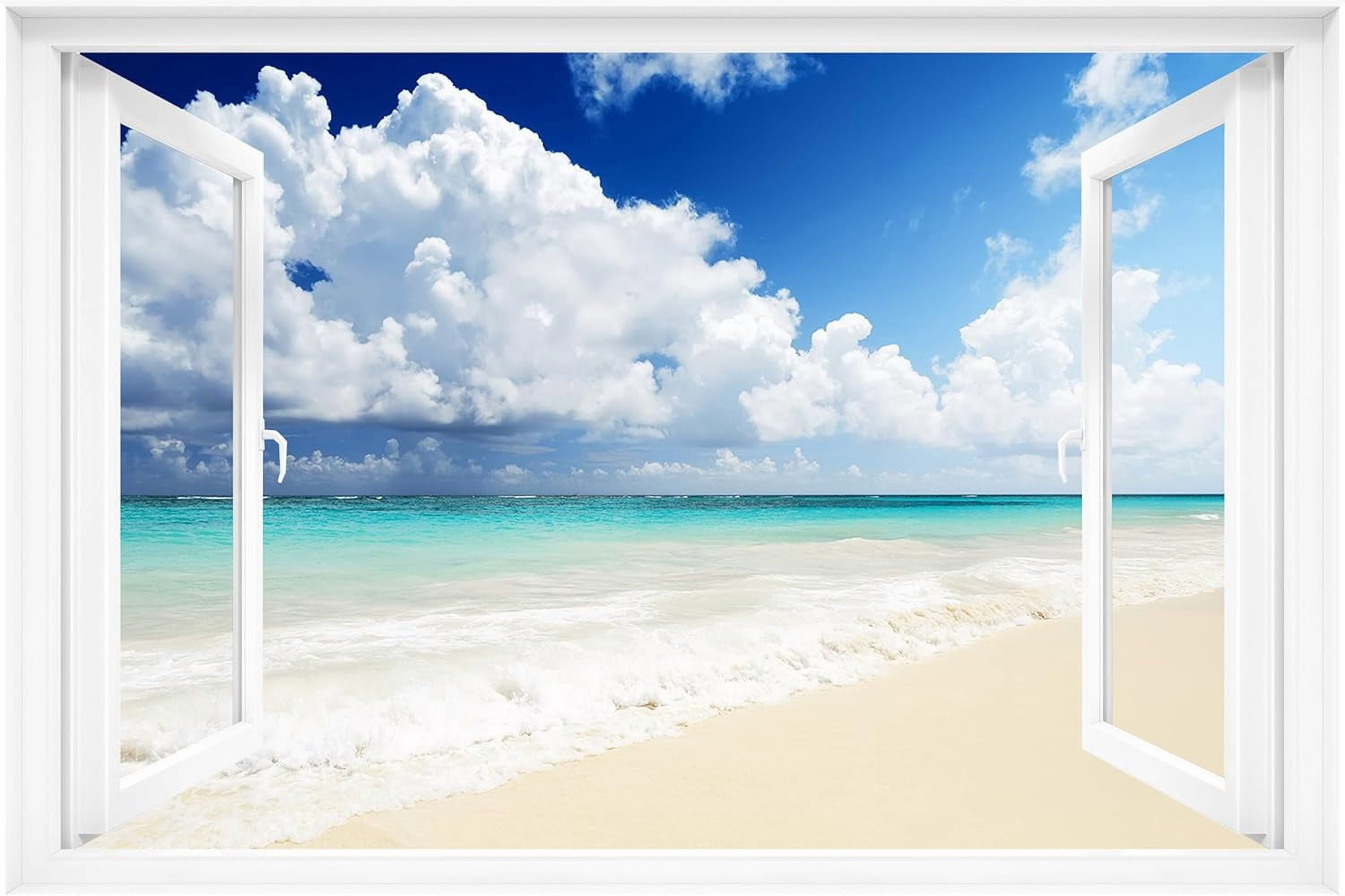 Fake Window Decal - 48"x32" Pre-Cut Vinyl Wall Art (Top & Bottom Panels ...